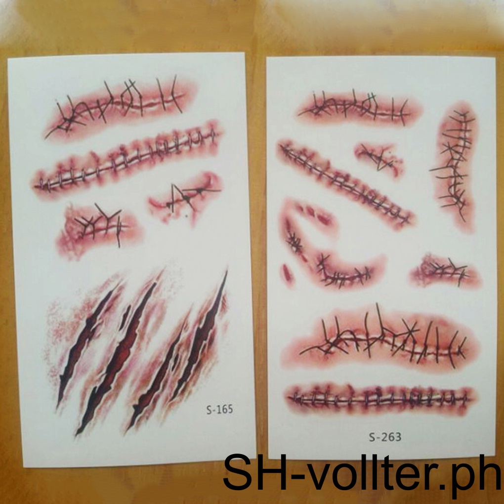 VOLL Fake Scars Tattoos Halloween Decoration Bloody Costume Scary ...