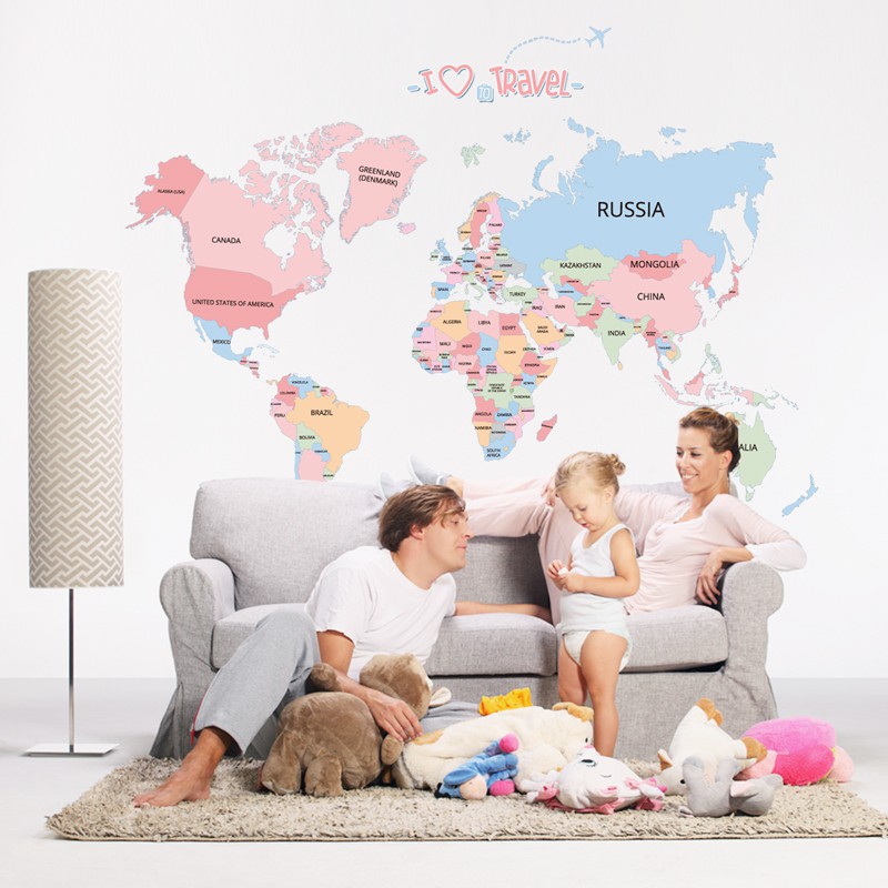 WALL STICKER MAP OF THE WORLD | Shopee Philippines