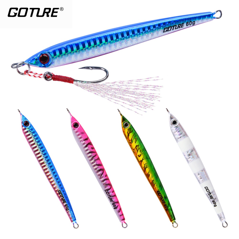 Goture Jig Fishing Lure 60g 80g Luminous Metal Hard Artificial Spoon ...