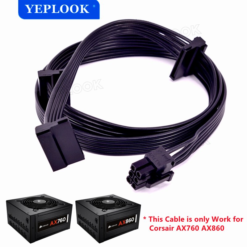 PCIe 6Pin to 3 SATA 15Pin SSD Power Supply Cable For Corsair AX760 ...