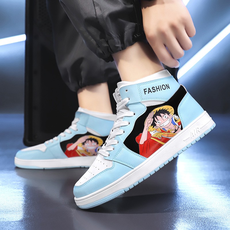 Fashion Men Sneakers Shoes Anime ONE PIECE Monkey D.Luffy Design High ...