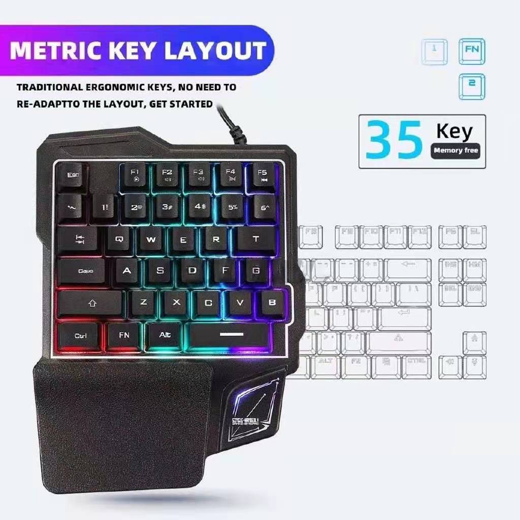 Gaming Keyboard G7 Mini One-Hand Wired Gaming Keypad With 35 Keys Color ...