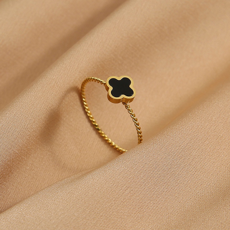 Titanium Steel Four-leaf Clover Ring Female Light Luxury Personality ...
