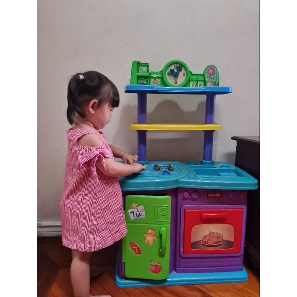 Toy Kitchen Set with Ref, Oven & Cooking Sound (preloved) | Shopee ...