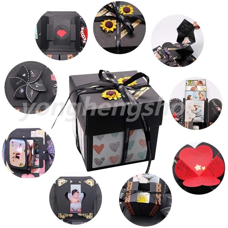 Hexagon Surprise Explosion Boxes Scrapbook DIY Photo Album Creative ...