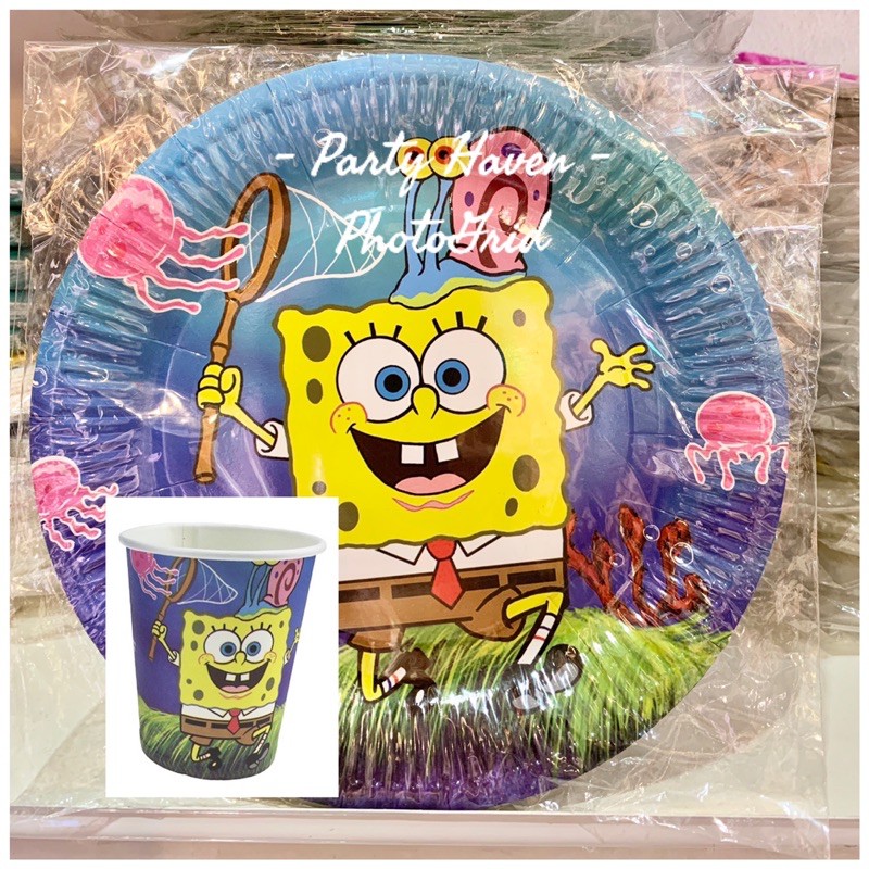 Spongebob paper plates & cups (10 pcs) | Shopee Philippines