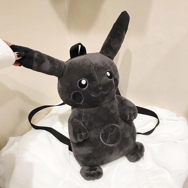 2022 new Pokemon Black Plush Backpack Kawaii Cartoon Student Backpack ...
