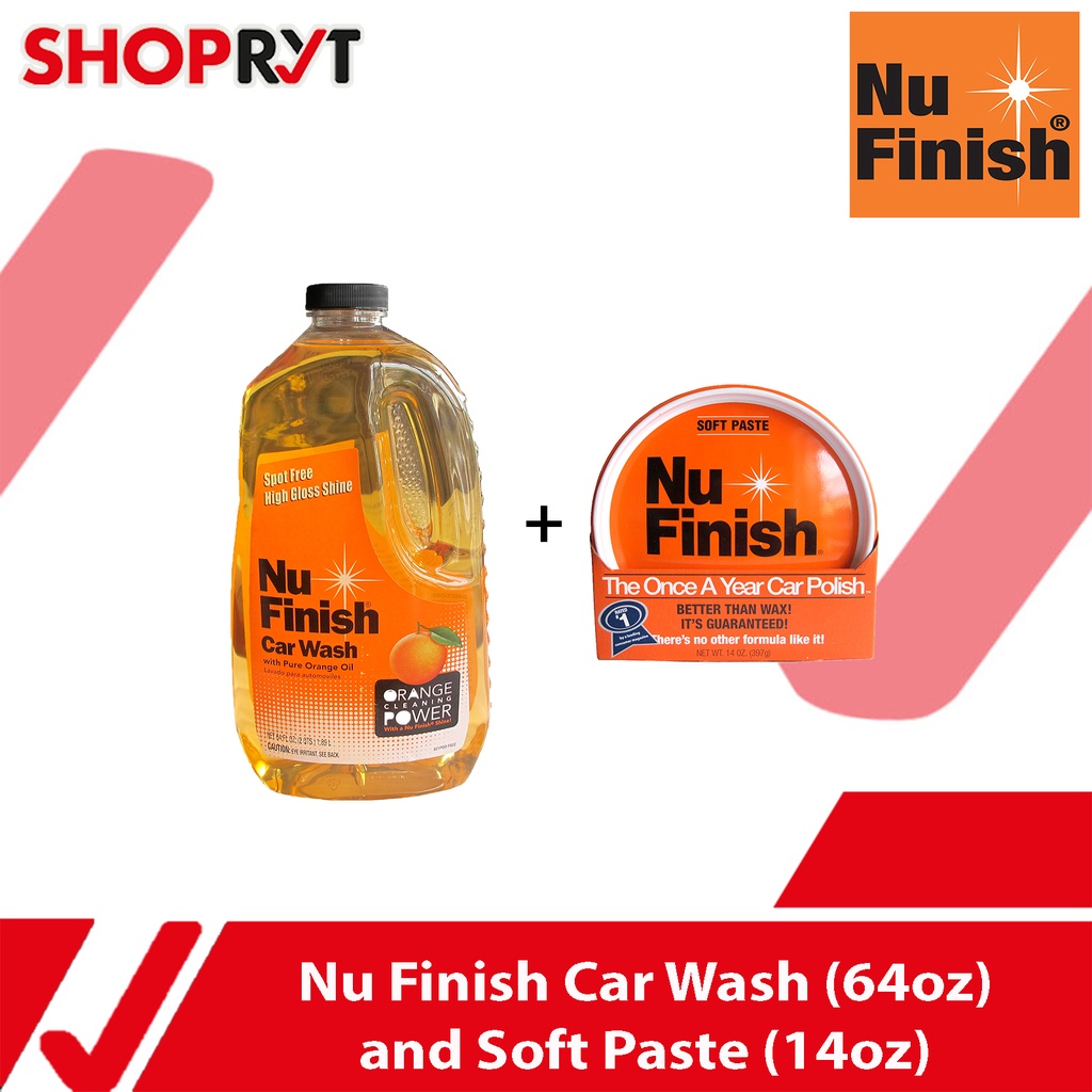 Nu Finish Car Polish Soft Paste 14oz + Nu Finish Car Wash 64oz Car ...