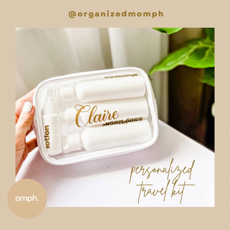 FAST SHIPPING! Classy Personalized Customizable Travel Kit with 100ml or 30ml pump bottle ...
