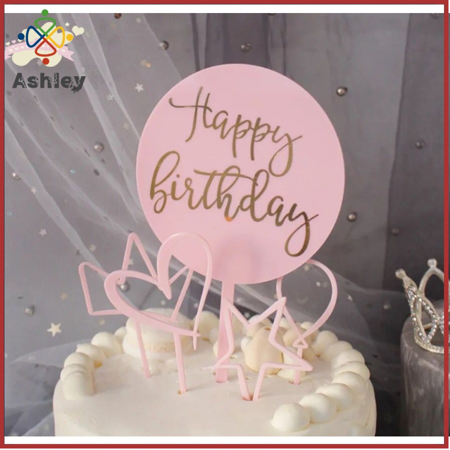 AshleyShop Acrylic Birthday Cake Topper Happy Birthday Party ...