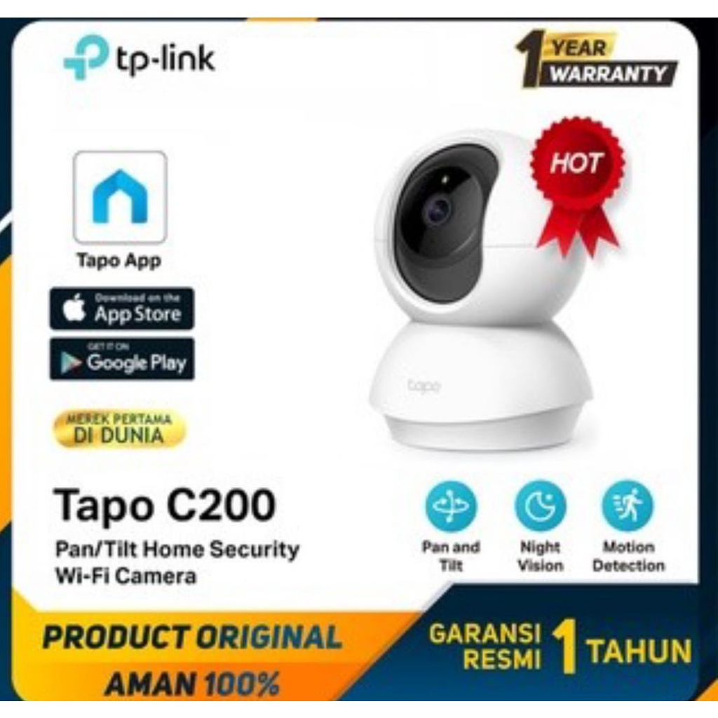 Tp-link Tapo C200 HD 2MP Pan/Tilt Home Security CCTV Wifi IP Camera | Shopee Philippines
