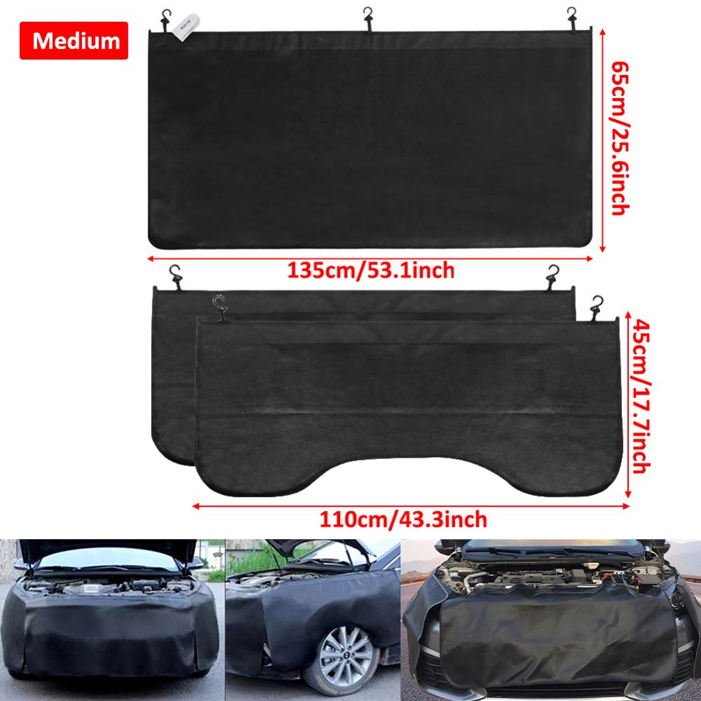3PCS/Set Black Auto Motor Magnetic Fender Cover Mat Pad Washed Leather ...