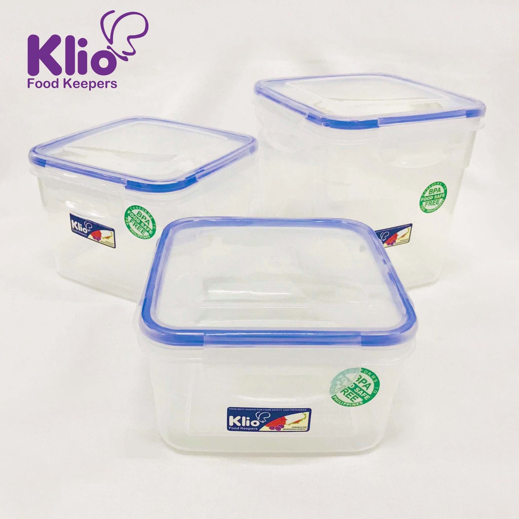 Klio Snap Lock Square Stack Food Keeper Silicon Sealed Container Leak Proof Storage Bin | Shopee ...