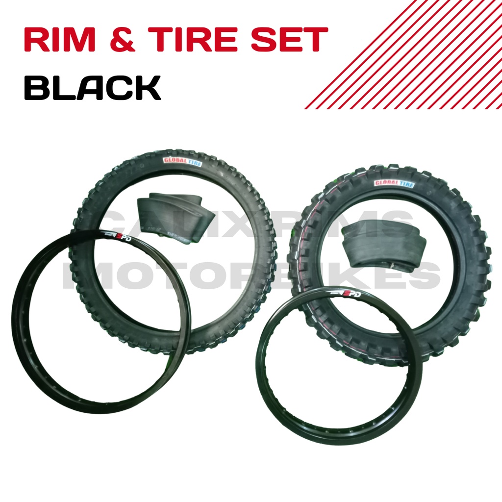 SPD RIM & TIRE SET (1.85*16/1.60*19) w/ GLOBAL Tire & Tube (70-100*19/4 ...