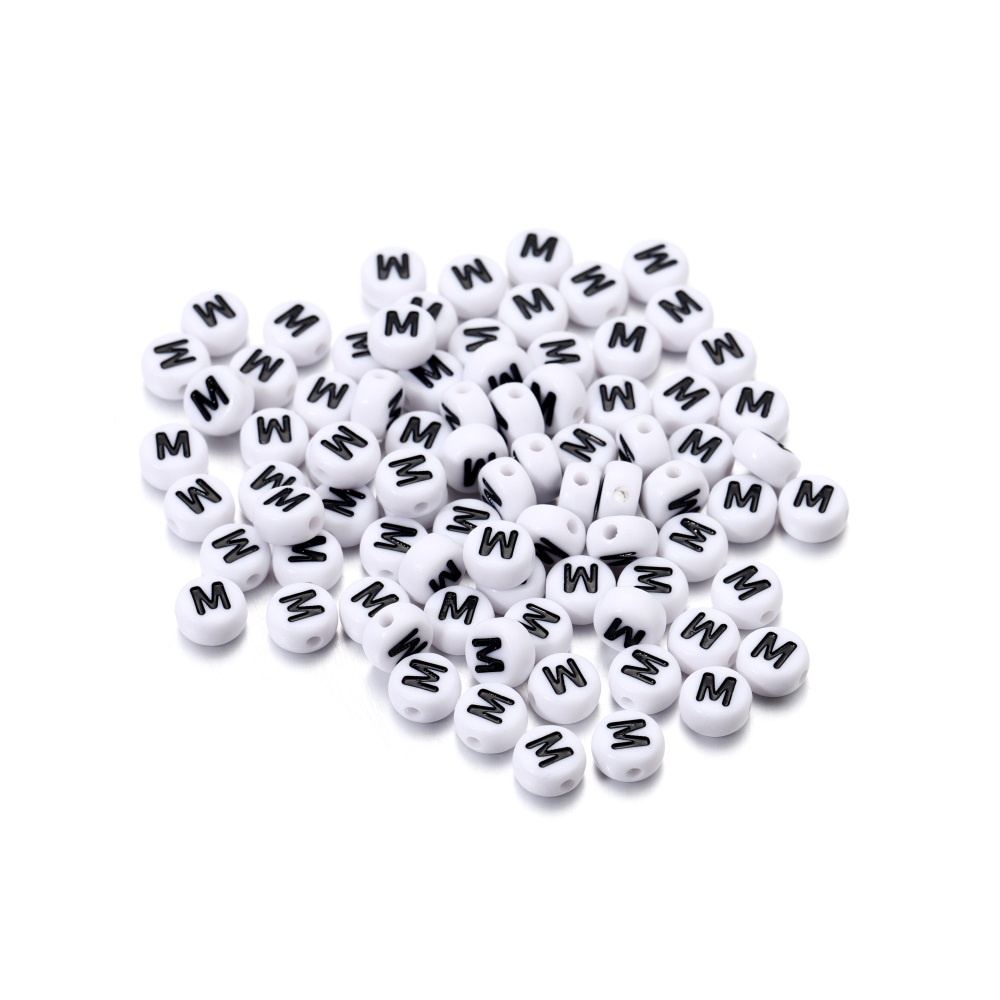 St.Kunkka 100 Pcs 4*7mm 26 A-Z letter mixed black and white letter ...