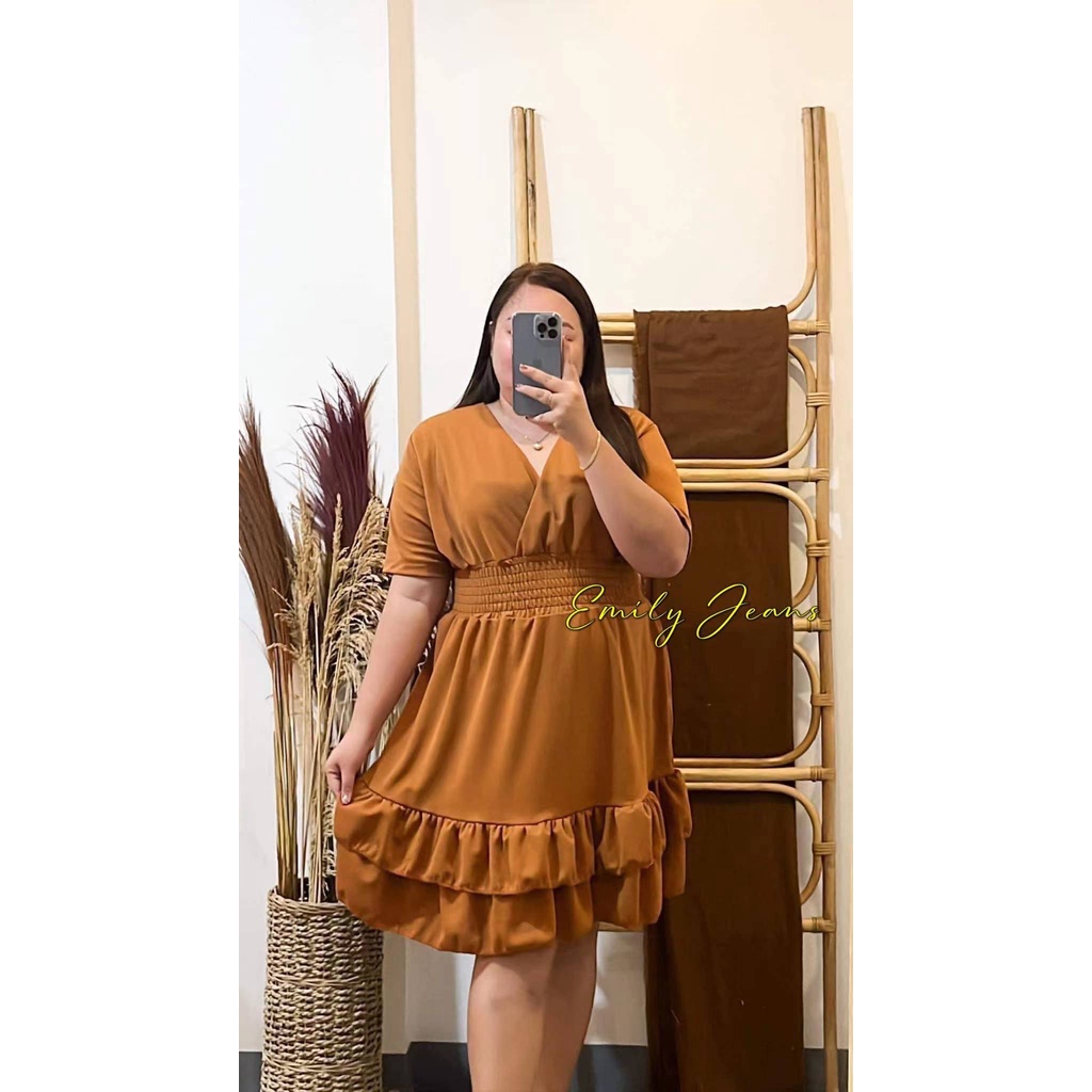 EMILY Plus Size S- 4XL Chest Overlap Casual Dress BESTSELLER 10579 ...