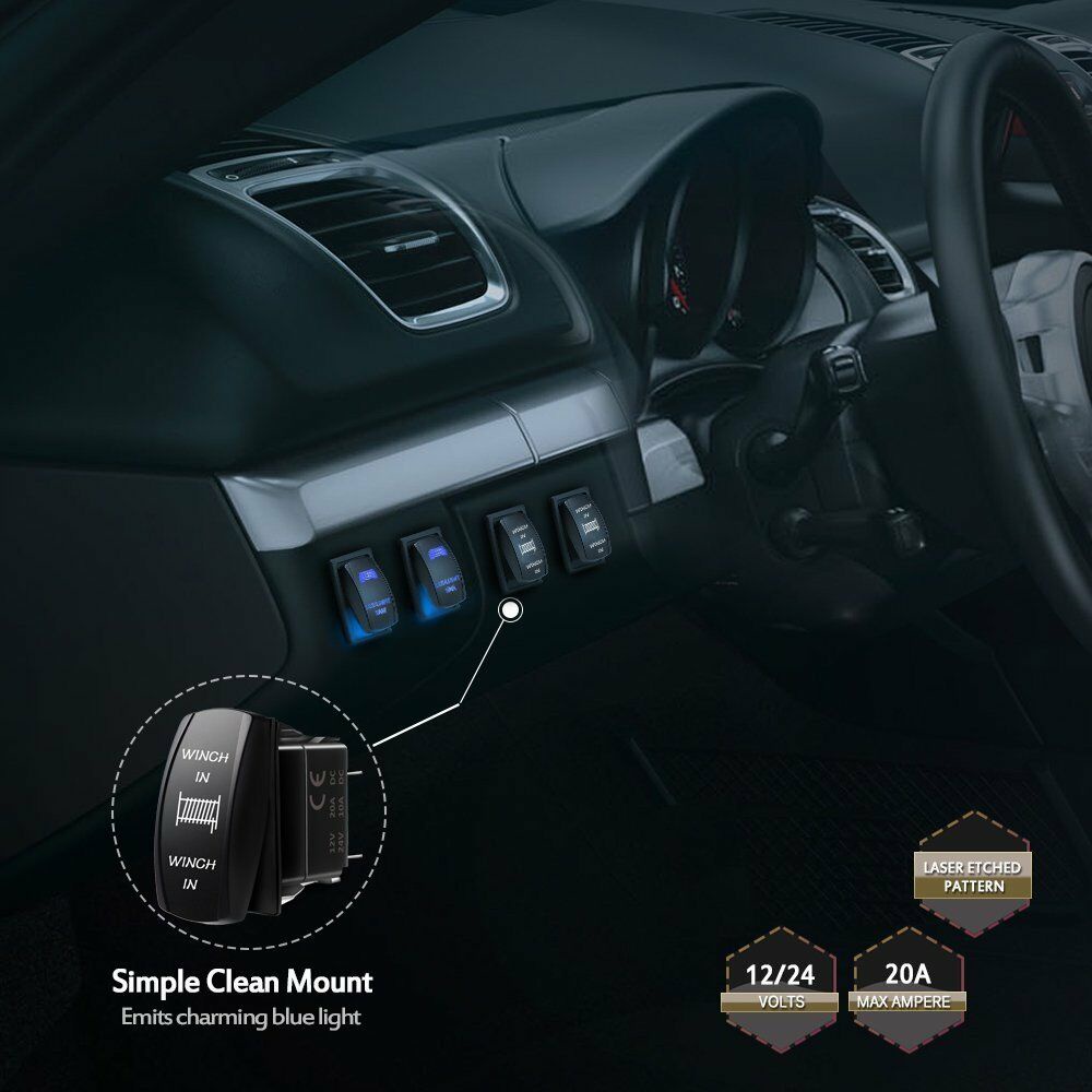 Mictuning Momentary Laser Rocker 7pin Switch LED Light Blue Winch IN ...