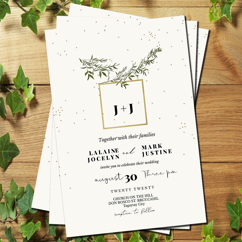 Olive Green Wedding Invitation (Laminated Invitations) | Shopee Philippines
