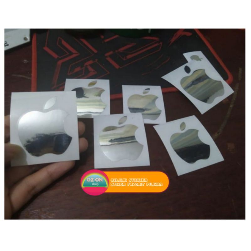 HP Custom silver chrome apple logo sticker for car windows/pc/laptop ...