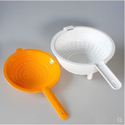 Tupperware double-layer filter sieve plastic washing water blue rice ...