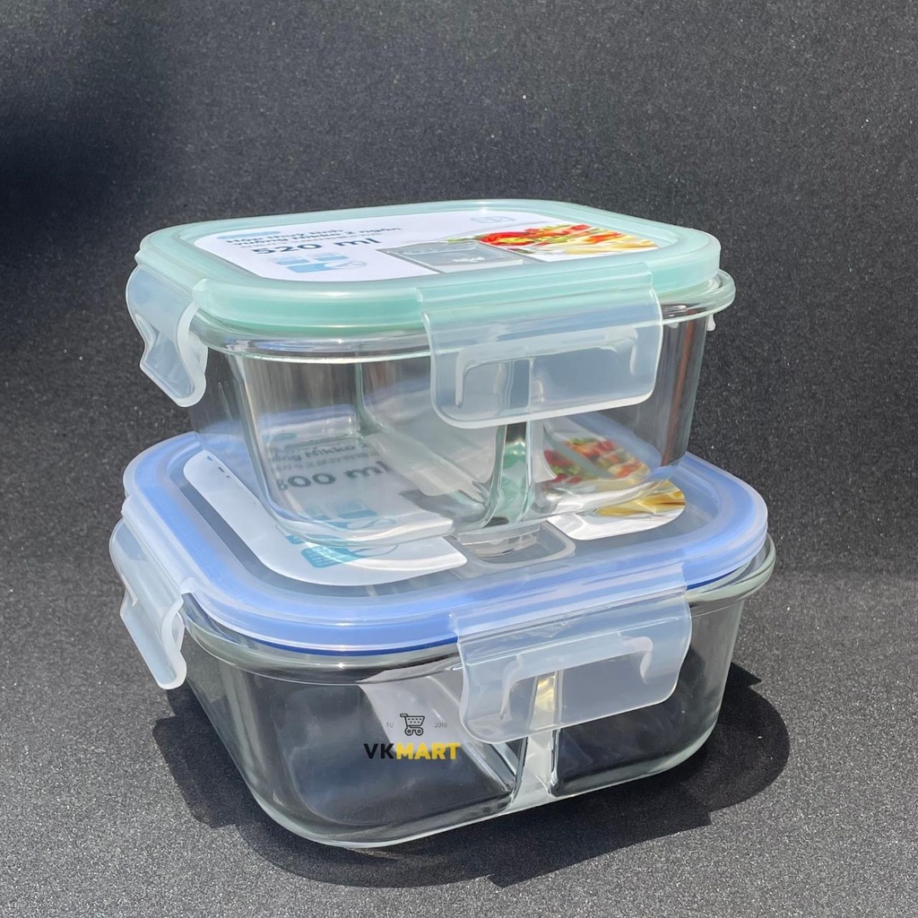 2-compartment glass box, divided food container, inochi office lunch ...