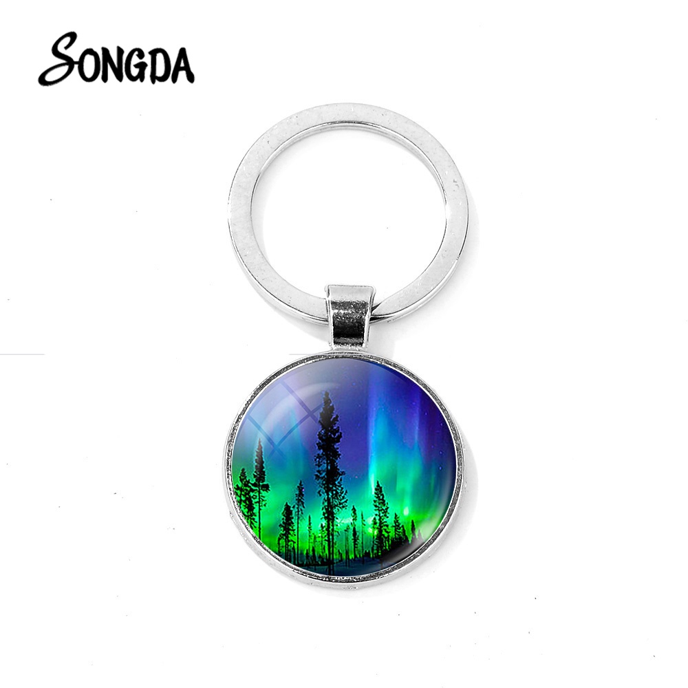 Northern Lights Charm Keychain Green Natural Aurora Borealis Life Tree ...