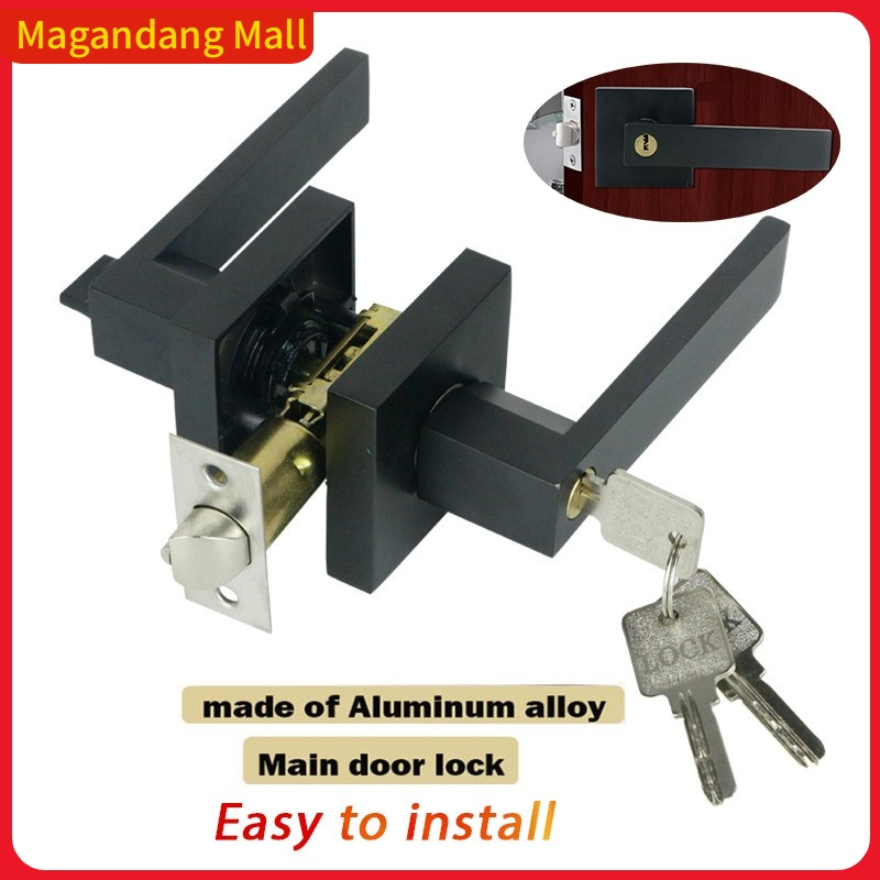 Door Handle Lock For Front Back Interior Doors Lever Lock Knob Heavy ...