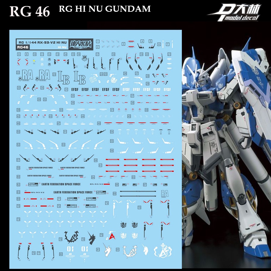 [DALIN] RG 46 RG 1/144 HI NU GUNDAM WATER SLIDE DECAL | Shopee Philippines