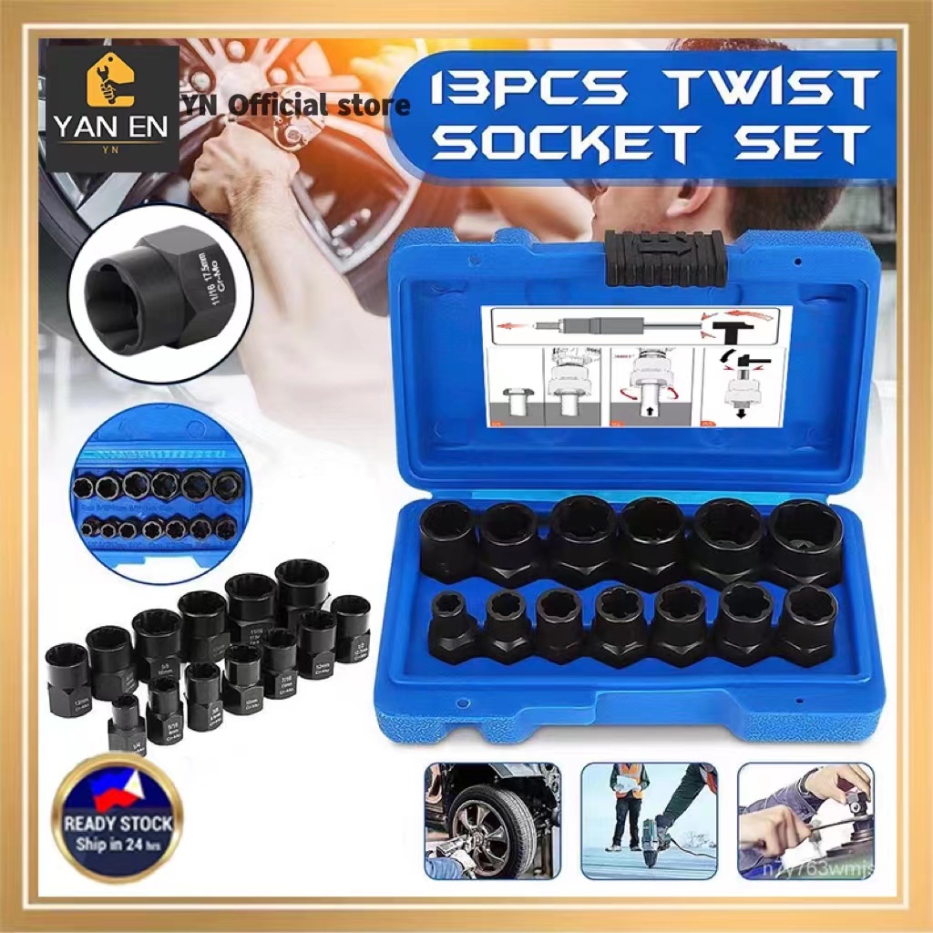 【COD】13pcs Impact Stud Socket Extractor Set Damaged Nut Bolt Remover 3/ ...