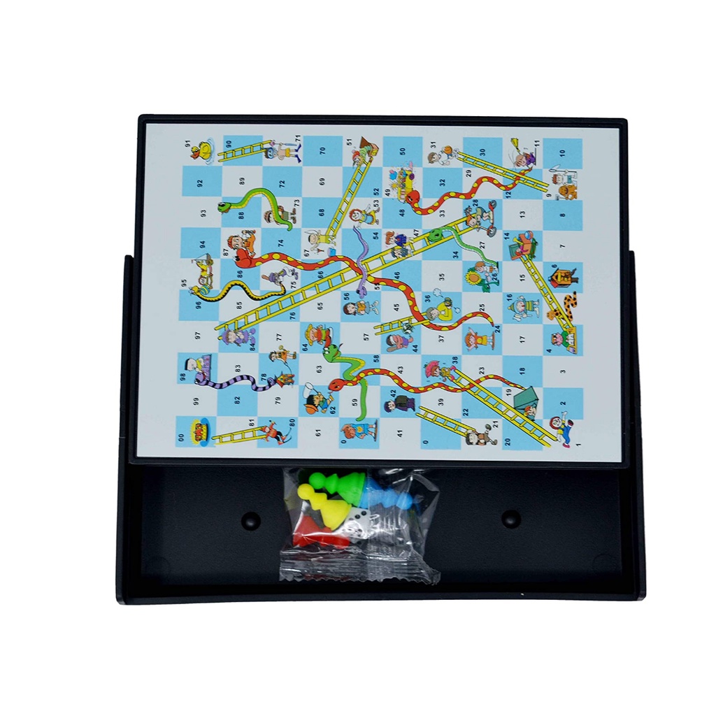 2in1 Folding Magnetic Travel Snakes and Ladder Set and Chess - 6.7 ...