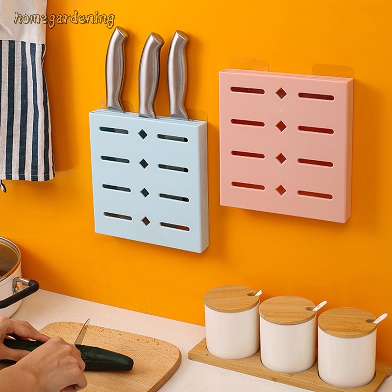 Wall Mount Block Storage Knife Stand Organizer Kitchen Blocks Punch ...