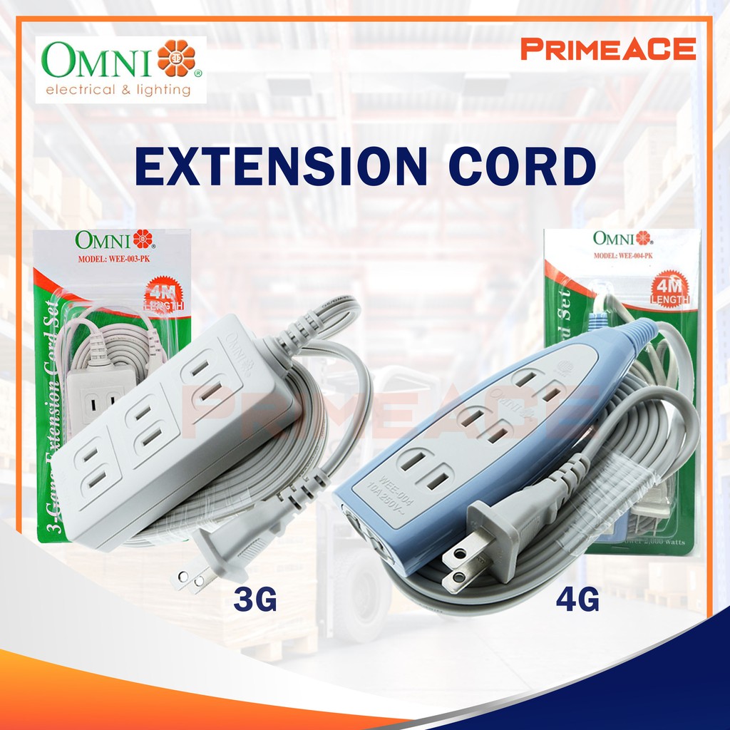 Extension Cord 4Gang/3Gang (OMNI) | Shopee Philippines