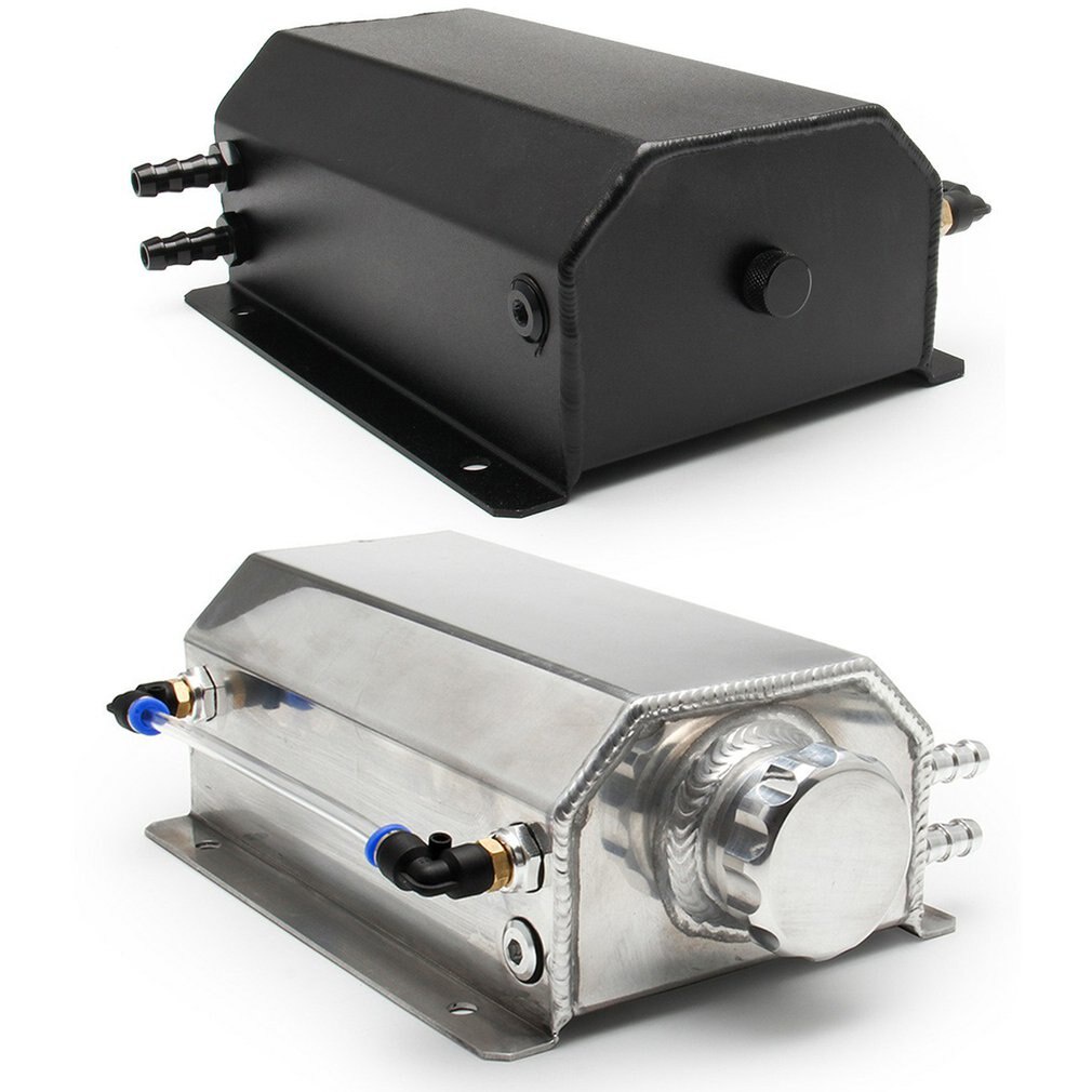 Universal 2L Alloy Engine Oil Fuel Gas Catch Can Breather Tank Bottle ...