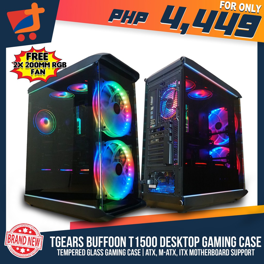 TGEARS Buffoon T1500 Tempered Glass ATX Full Tower Desktop Gaming Case ...