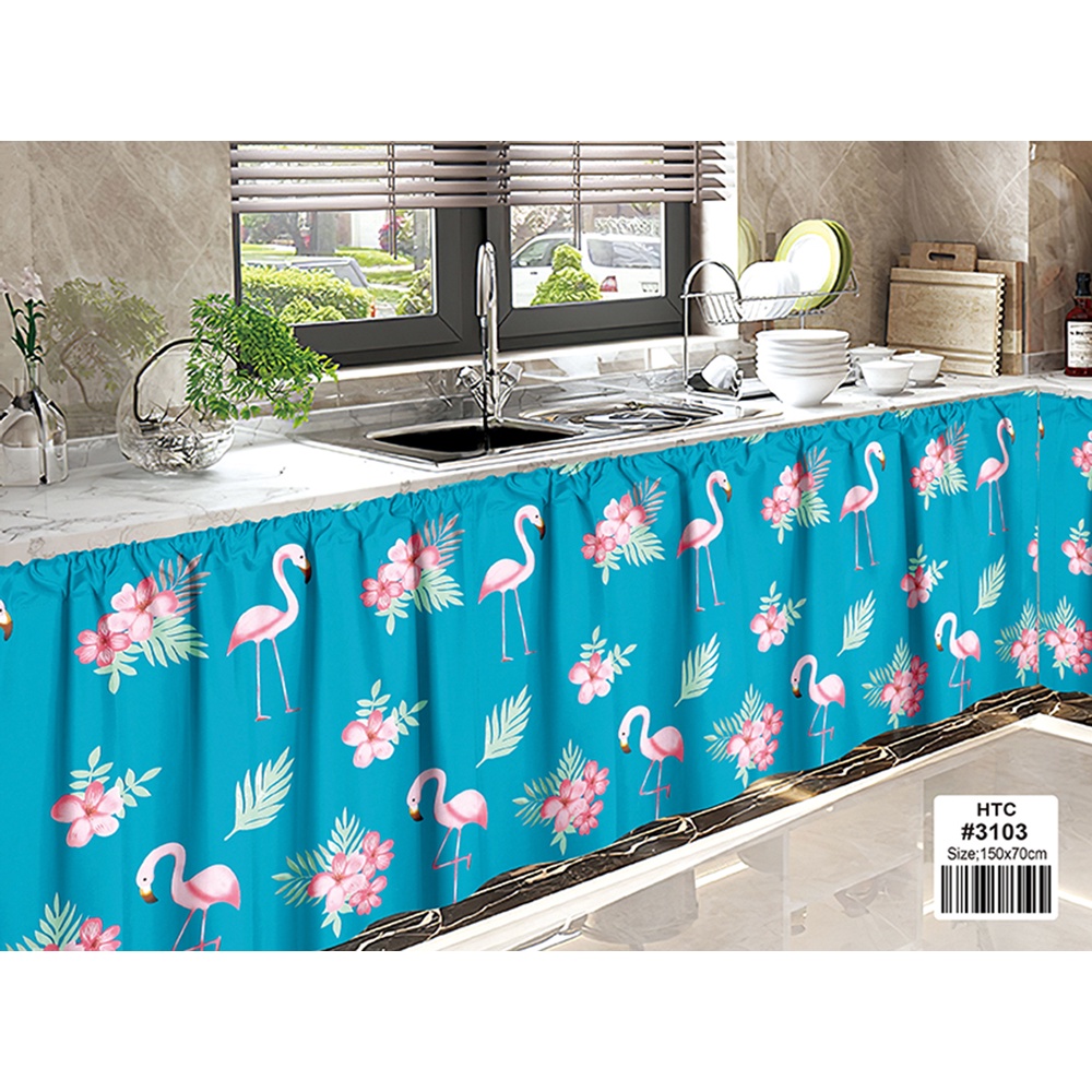 2022 Lababo Kitchen Curtain Short Curtain 150*70cm Flamingo 3D Printed ...