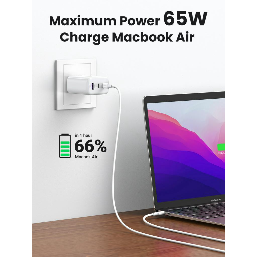 UGREEN 65W 2C1A Charger Quick Charger 4.0 3.0 Type C PD USB Charger Portable Fast Charger For ...