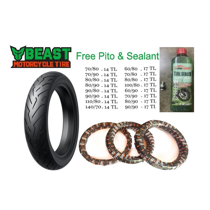 BEAST FLASH TUBELESS TIRE P6240 ORIGINAL with FREE PITO and SEALANT ...