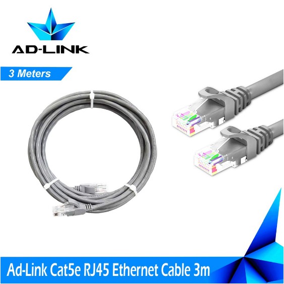 Ad-Link CAT5e 3m RJ45 Ethernet Network LAN Cable CCA Grey up to 1Gbps ...