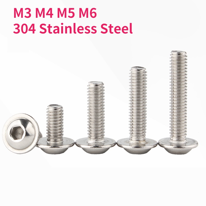 M3 M4 M5 M6 304 Stainless Steel Round Pan Head With Washer Hexagon Hex ...