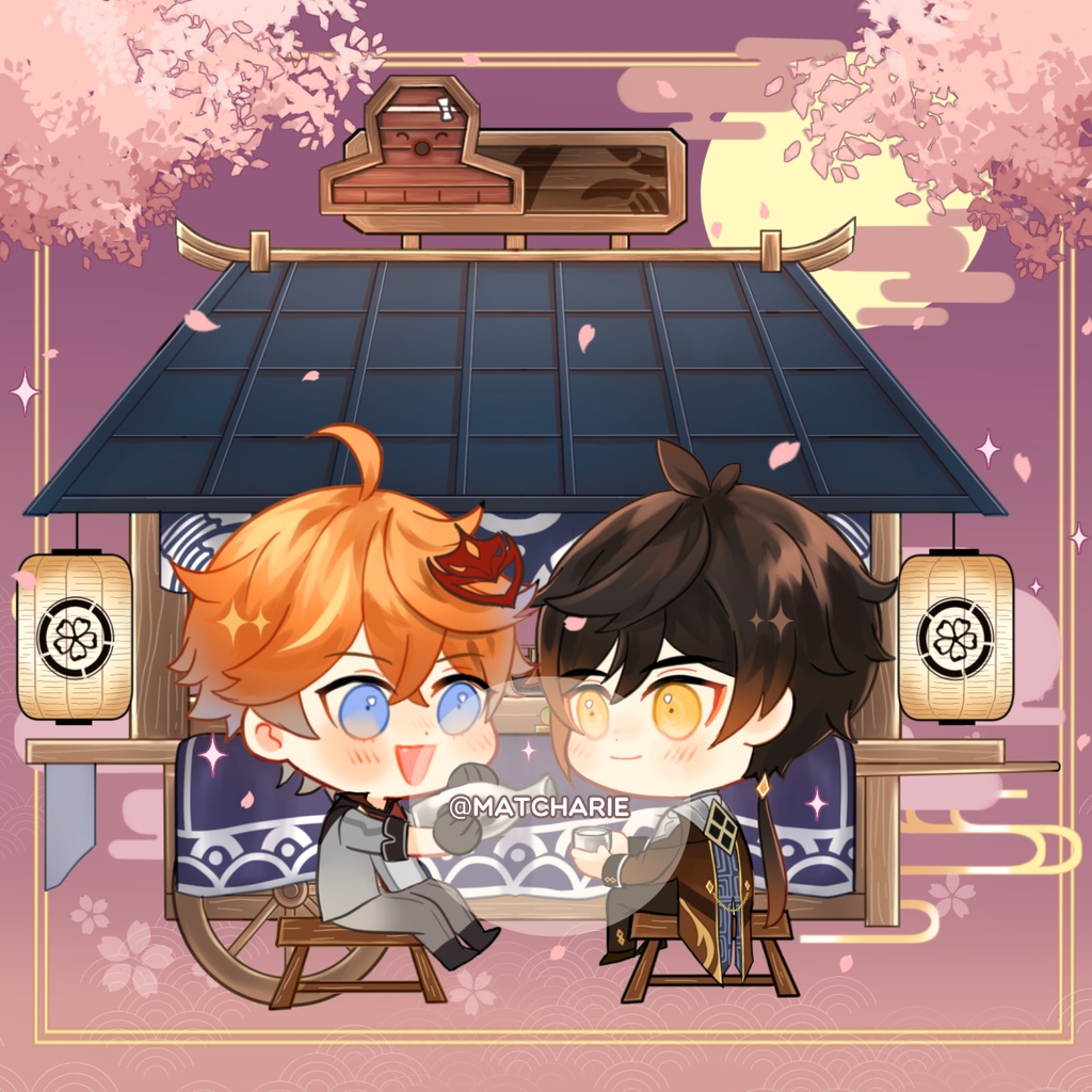 [FANMADE MERCHANDISE] Childe & Zhongli wooden standee 'Drinking at Eate ...