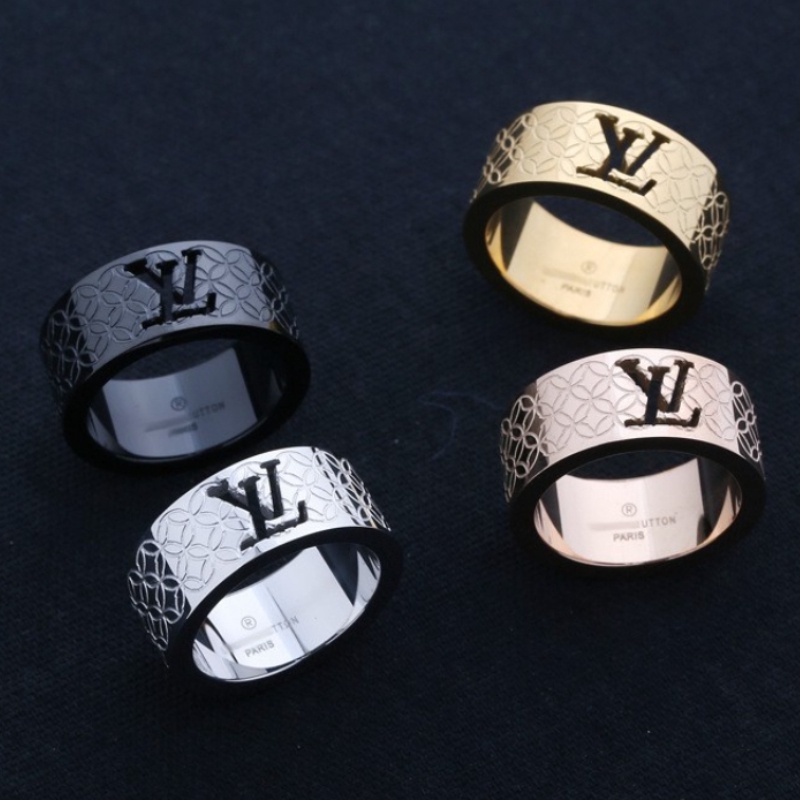 L Hollow V Letter Pattern Ring/High Retention Letter Stainless Steel ...