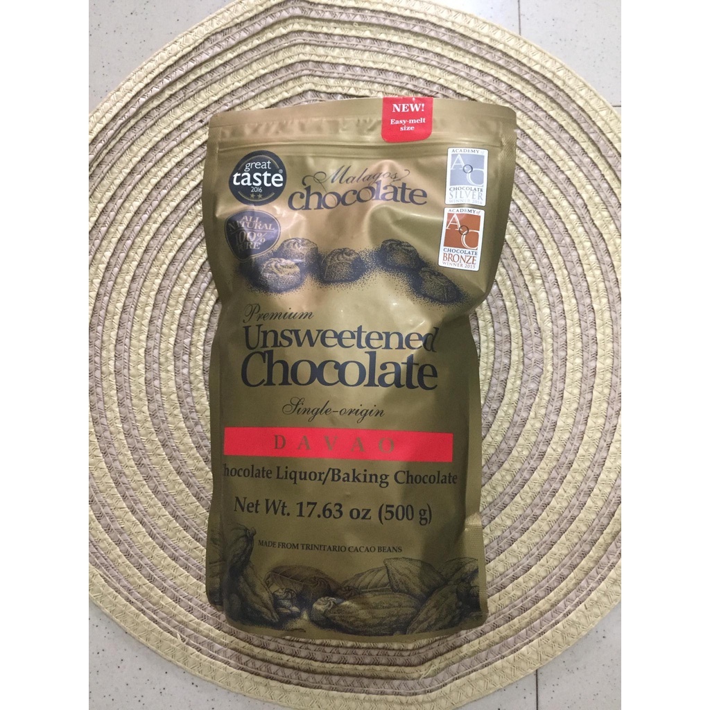 Malagos Chocolate Premium Unsweetened 500g | Shopee Philippines