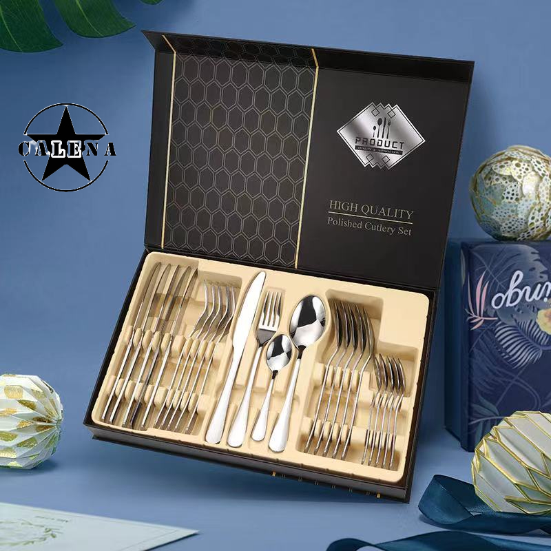 24 Piece Cutlery Set Gift Box With 304 Stainless Steel Steak Knife ...