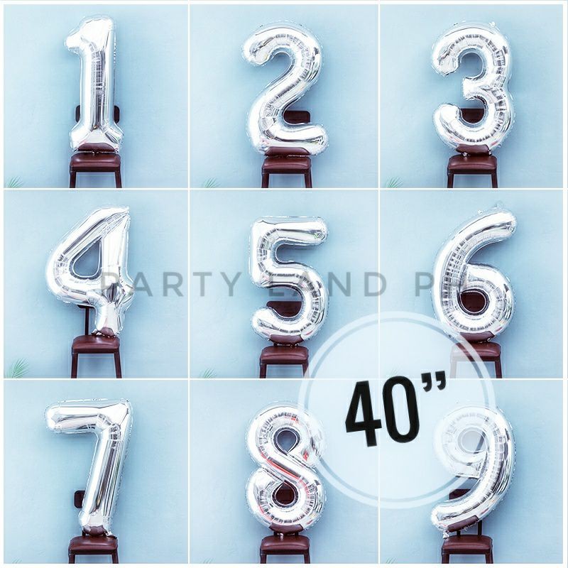 40 inch Silver Big Foil Number Balloon Party Decoration | Shopee ...