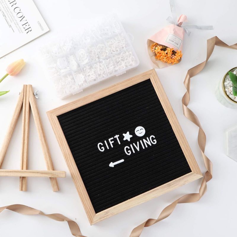 DIY Felt Letter Board Wooden Frame Changeable Symbols Numbers Message ...
