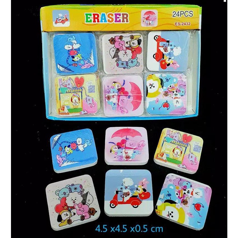 Korean Character Eraser BT21 BTS Round Eraser BTS BT21 Character Pencil ...