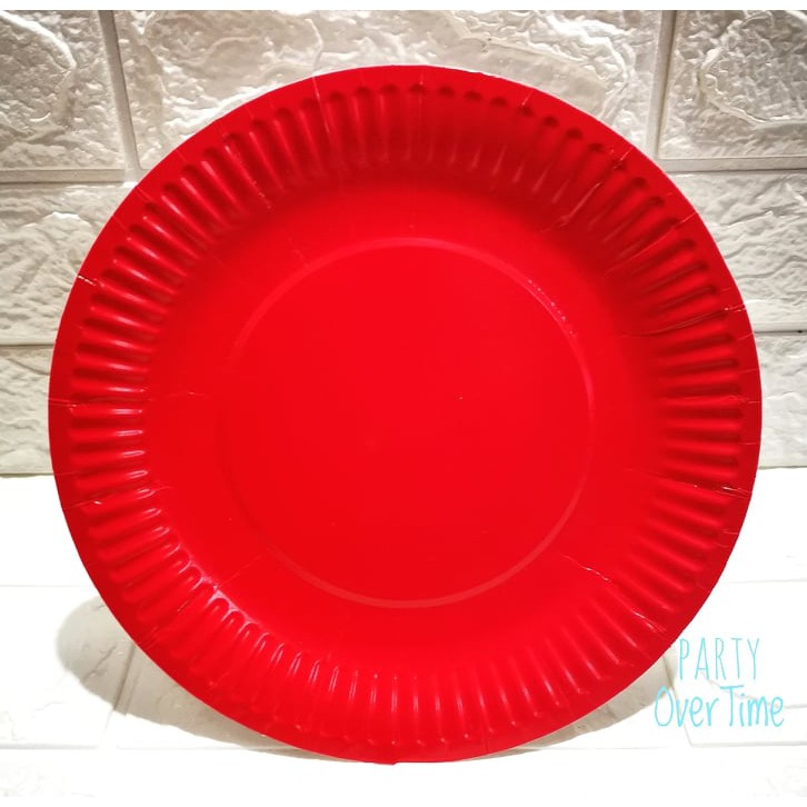 10pcs 9inch Round Paper Plates Plain design Red color | Shopee Philippines