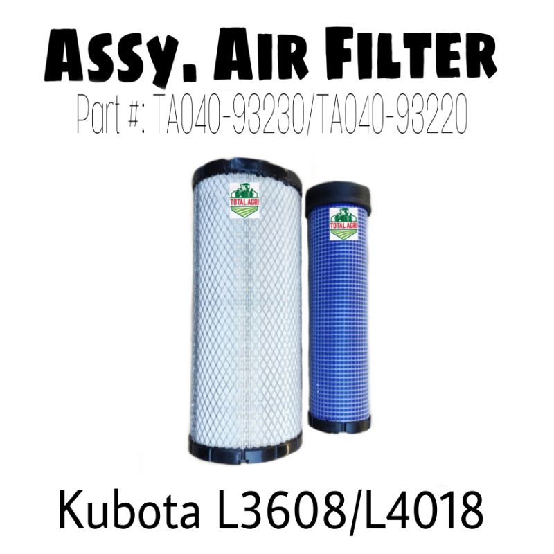 Assembly Air Filter/Cleaner Inner & Outer Kubota Tractor L3608 L4018 ...