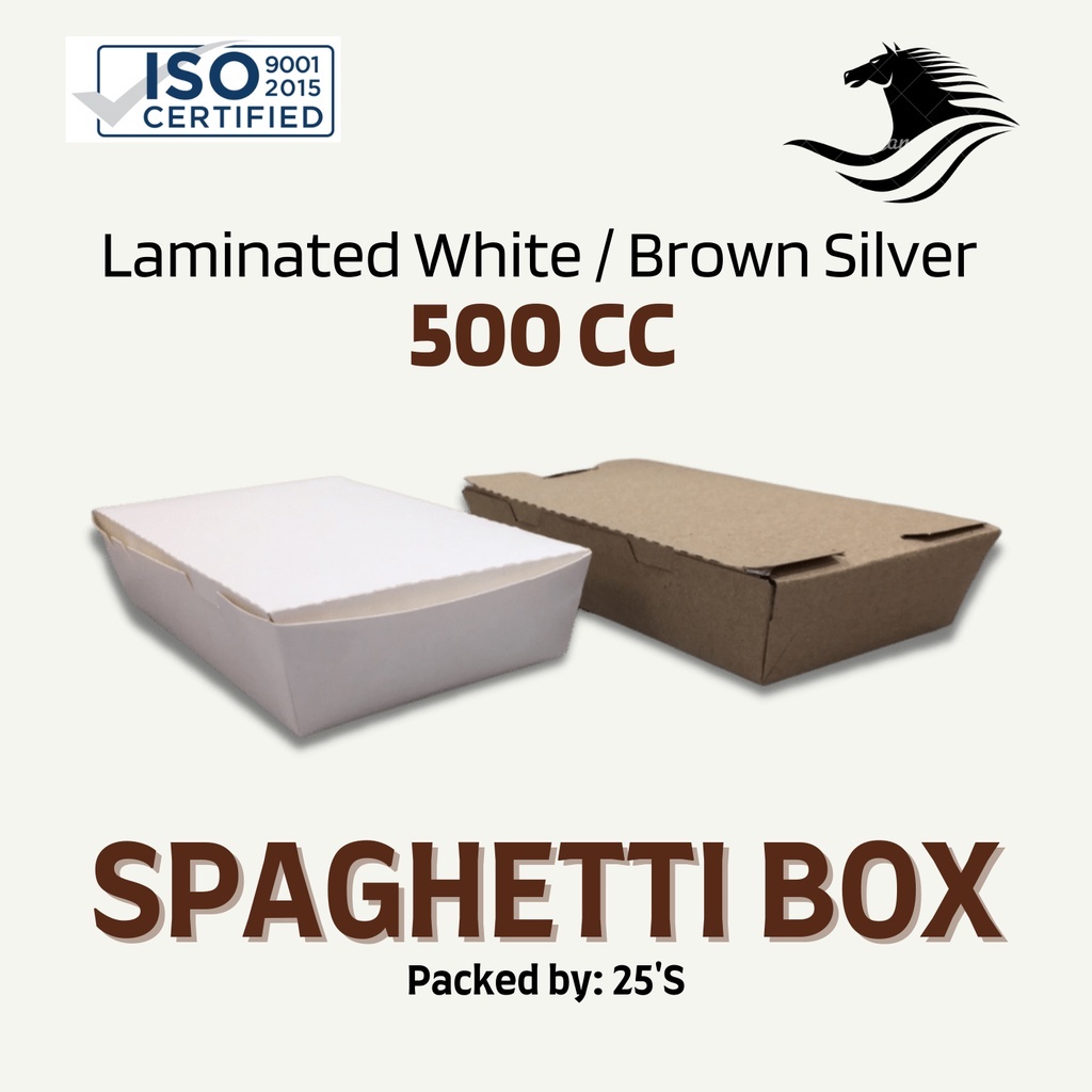 500CC Spaghetti Meal box / Lunch Box White or Brown Silver ( Sold By 25 ...
