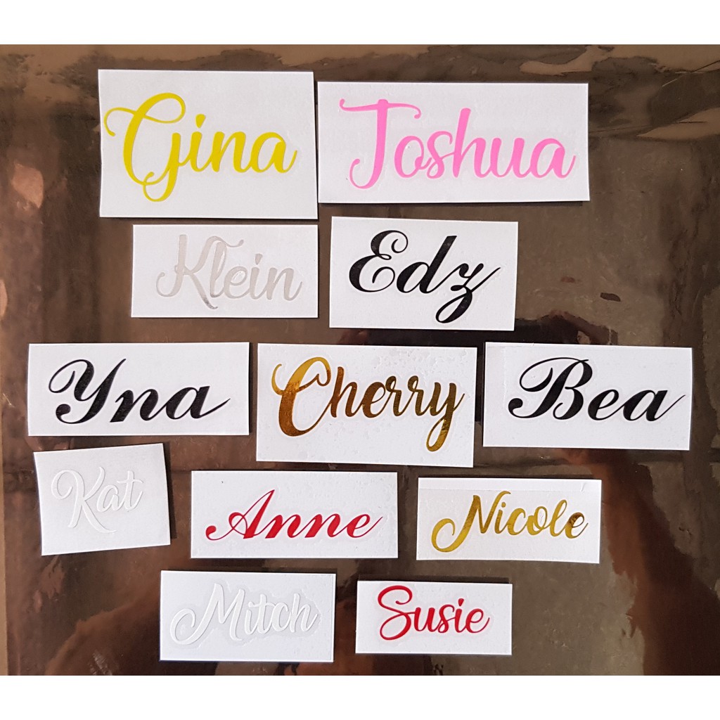 CUSTOMIZED NAMES DECALS MACHINE CUT OUT WATERPROOF STICKERS | Shopee ...